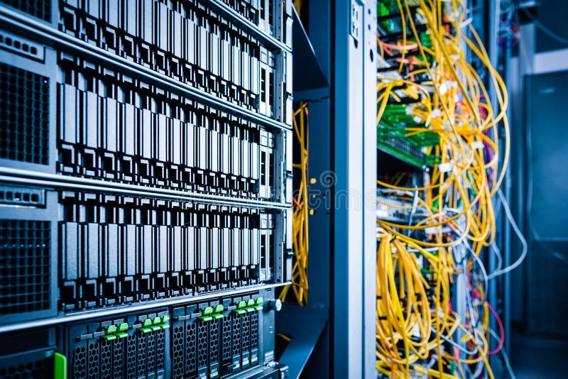 Cluster of Data Storage SSD Hard Drives Inside Server Rack Stock Image ...