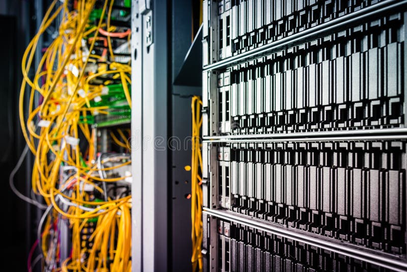 Cluster of Data Storage SSD Hard Drives Inside Server Rack Stock Photo ...