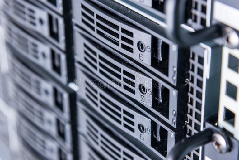 Cluster of Data Storage SSD Hard Drives Inside Server Rack Stock Photo ...