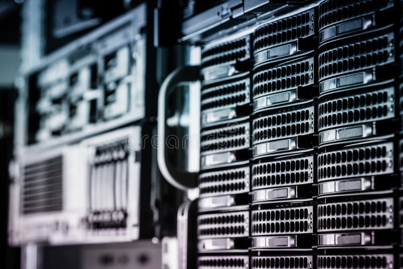 Cluster of Data Storage SSD Hard Drives Inside Server Rack Stock Image ...