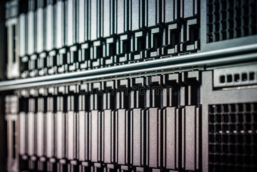 Cluster of Data Storage SSD Hard Drives Inside Server Rack Stock Photo ...