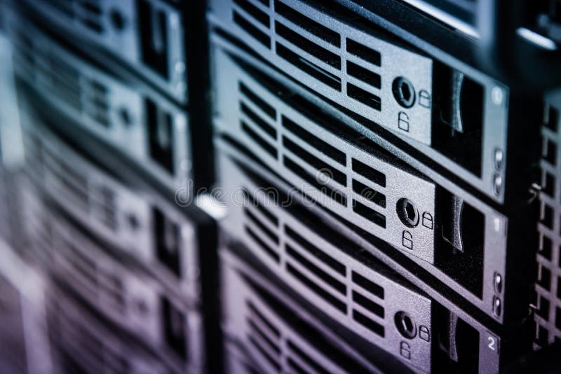 Cluster of Data Storage SSD Hard Drives Inside Server Rack Stock Image ...