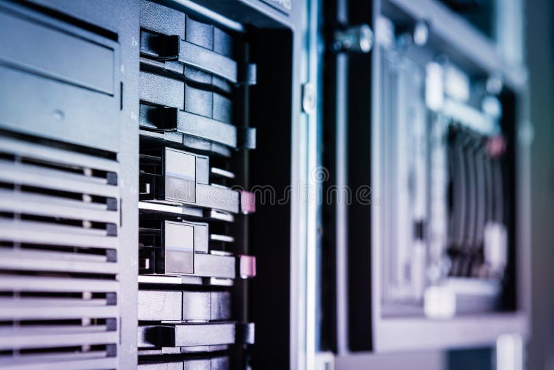 Cluster of Data Storage SSD Hard Drives Inside Server Rack Stock Photo ...