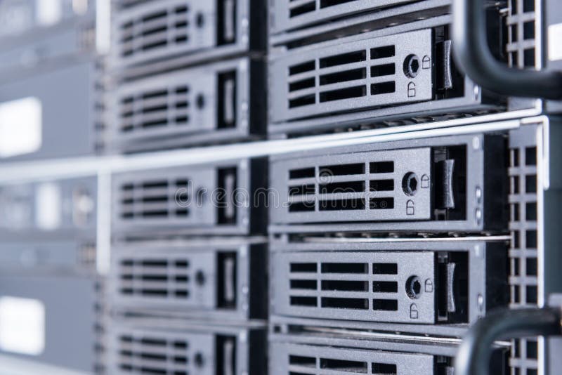 Cluster of Data Storage SSD Hard Drives Inside Server Rack Stock Photo ...