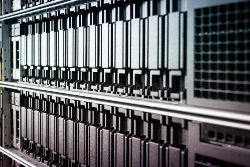Cluster of Data Storage SSD Hard Drives Inside Server Rack Stock Photo ...