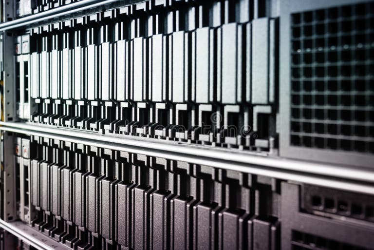 Cluster of Data Storage SSD Hard Drives Inside Server Rack Stock Photo ...