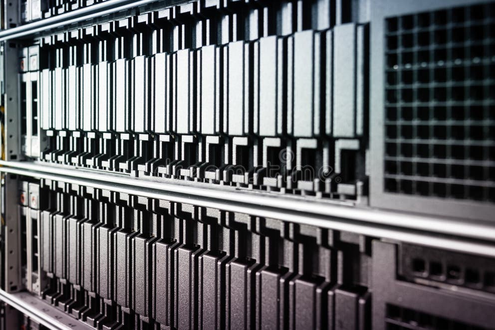 Cluster of Data Storage SSD Hard Drives Inside Server Rack Stock Photo ...