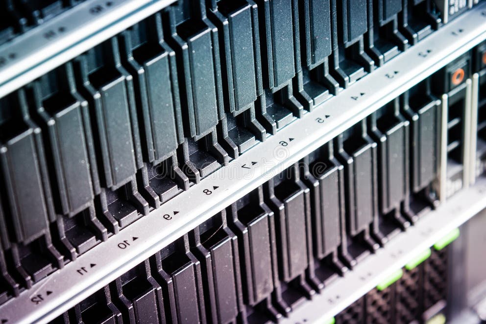 Cluster of Data Storage SSD Hard Drives Inside Server Rack Stock Image ...