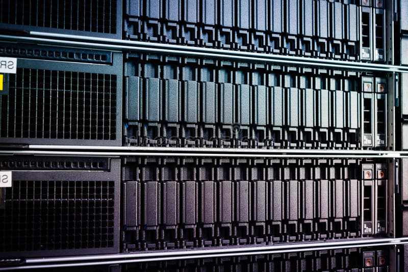 Cluster of Data Storage SSD Hard Drives Inside Server Rack Stock Photo ...