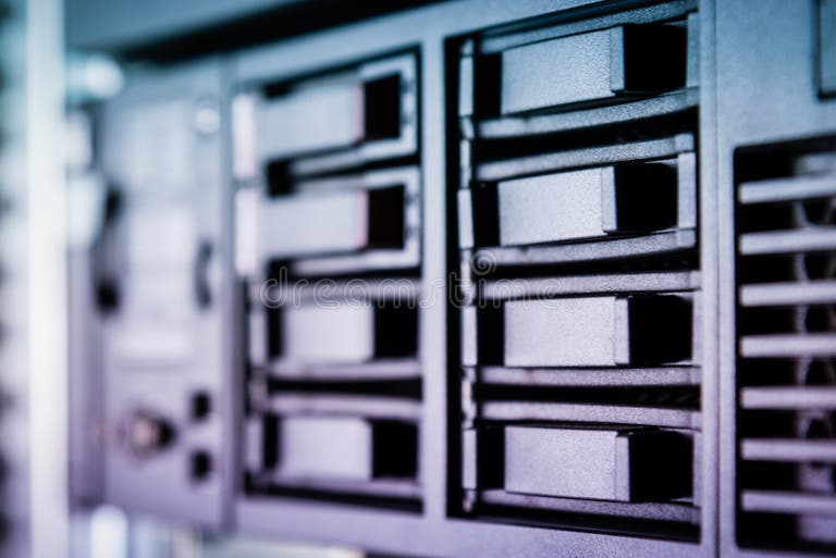 Cluster of Data Storage SSD Hard Drives Inside Server Rack Stock Image ...