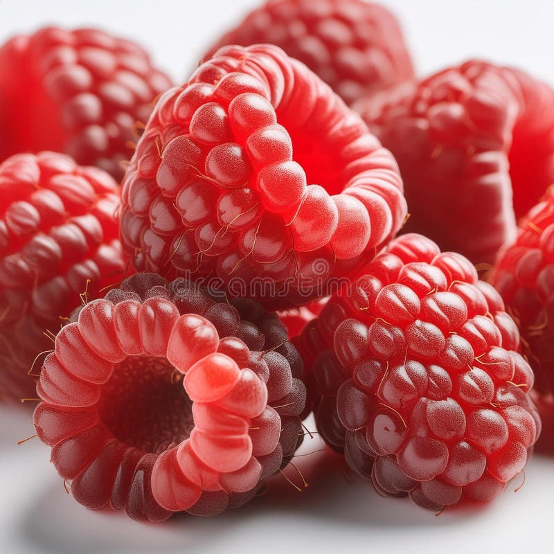 A Cluster of Deep Red Velvet Red Raspberry on White Stock Photo - Image ...