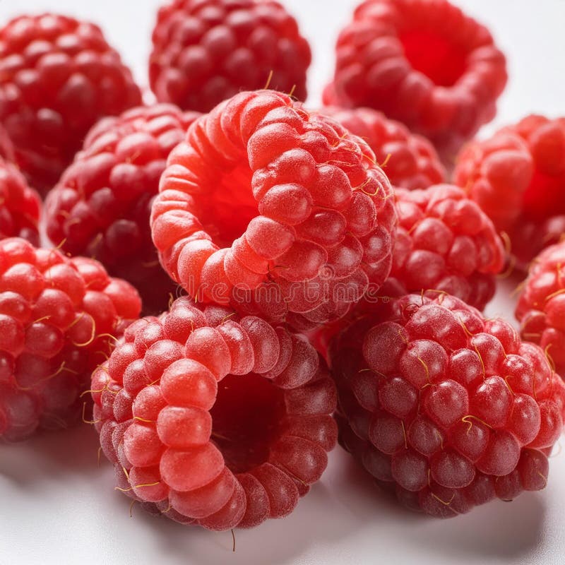 A Cluster of Deep Red Velvet Red Raspberry on White Stock Photo - Image ...