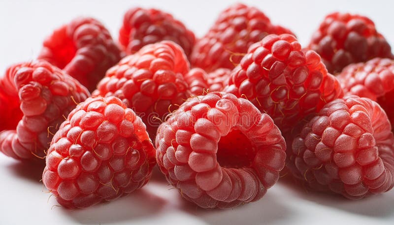 A Cluster of Deep Red Velvet Red Raspberry on White Stock Photo - Image ...