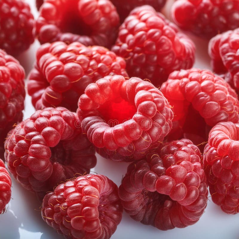 A Cluster of Deep Red Velvet Red Raspberry on White Stock Photo - Image ...