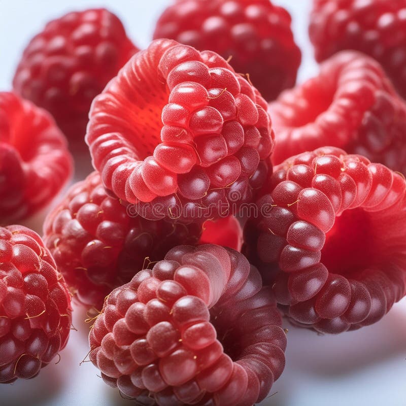 A Cluster of Deep Red Velvet Red Raspberry on White Stock Image - Image ...
