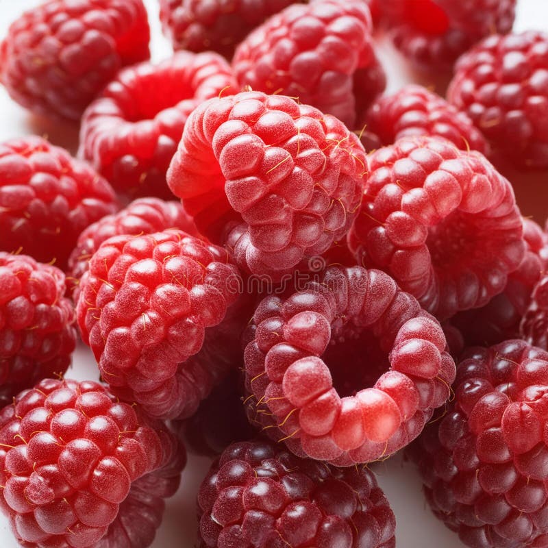 A Cluster of Deep Red Velvet Red Raspberry on White Stock Image - Image ...