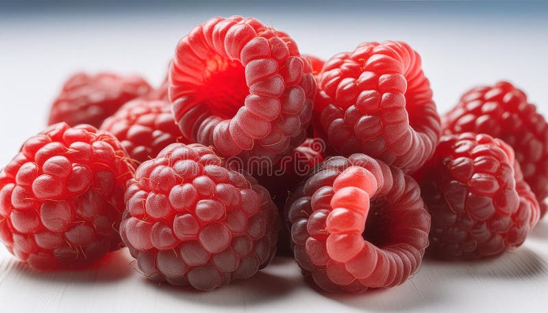 A Cluster of Deep Red Velvet Red Raspberry on White Stock Image - Image ...
