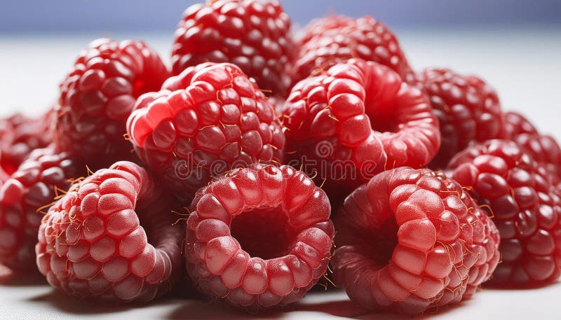 A Cluster of Deep Red Velvet Red Raspberry on White Stock Image - Image ...