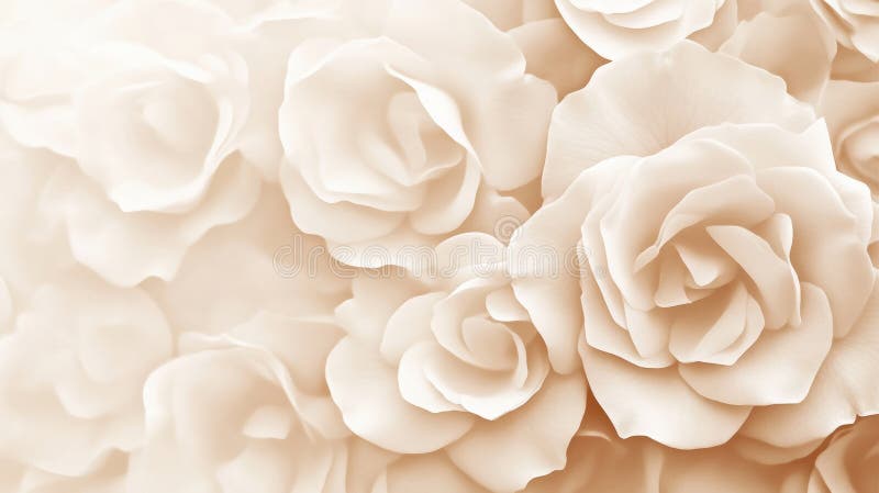 Soft Beige Roses Create a Serene and Elegant Floral Background, AI ...