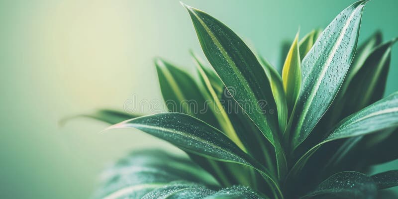 Cluster of Elongated Green Leaves with Dewy Texture, Variations of ...