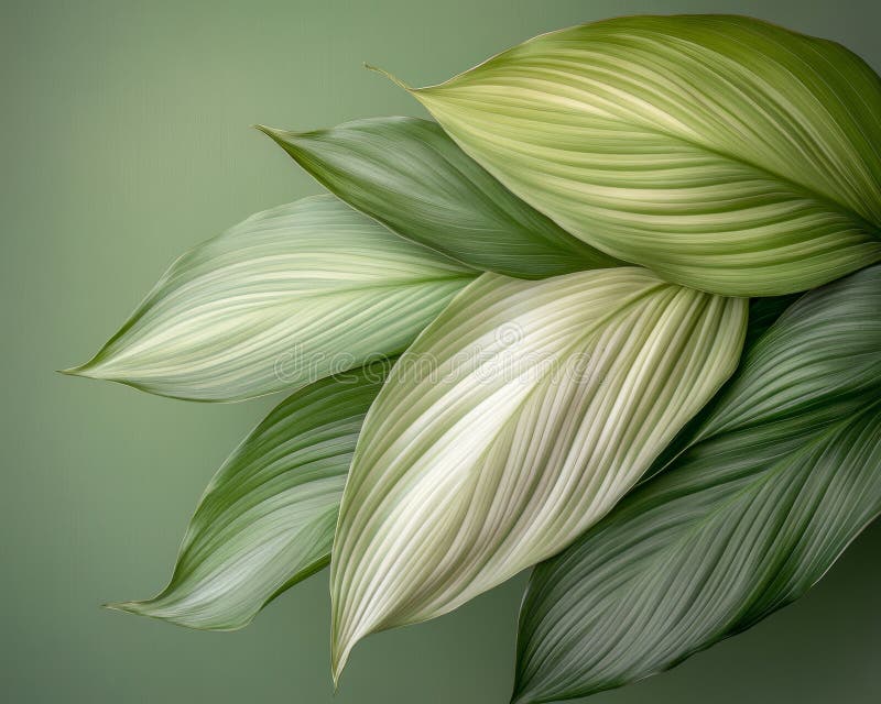 Cluster of Elongated Green Leaves, Subtle Variations in Greens, Diffuse ...