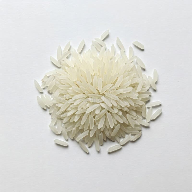 Rice Grains on White Background. Top View, Flat Lay. Stock Illustration ...