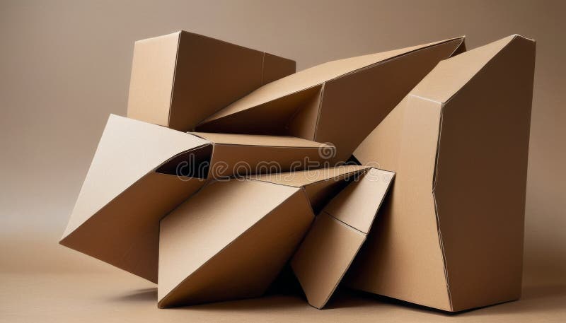 Tumbled Cardboard Boxes on Beige Background Stock Photo - Image of ...
