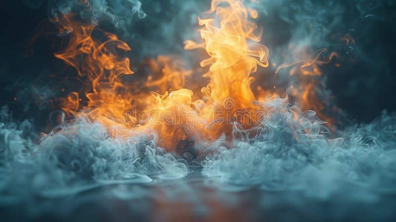Intense Fire and Smoke on Black Background Stock Photo - Image of haze ...