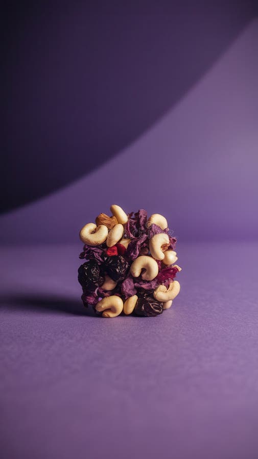 Cluster of Food Items Arranged on Purple Background in Artistic Style ...