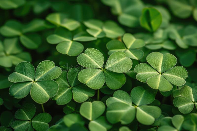 A Cluster of Four Leaf Clovers Growing in a Lush Green Field Stock Image - Image of rustic, rare ...