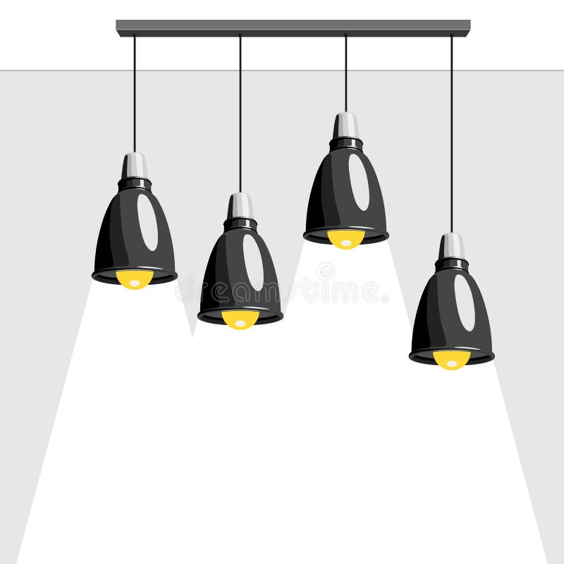 Cluster of Four Pendant Lamps, Ceiling Lamps or Hanging Lamps with a ...