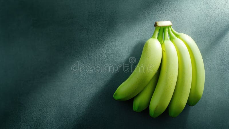 Bunch of Ripe Bananas Casting a Shadow on a Textured Green Surface, AI ...