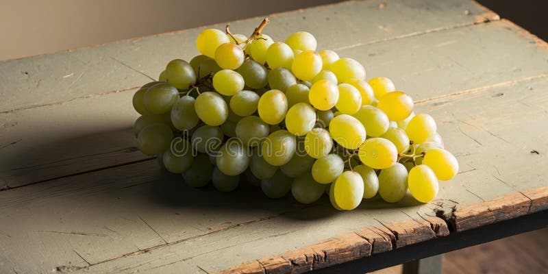 Cluster of Fresh Grapes on a Rustic Wooden Table. Stock Photo - Image ...