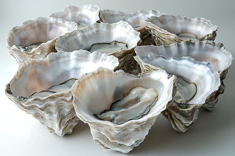 Fresh Oysters with Open Shells Stacked Creatively Displayed in ...