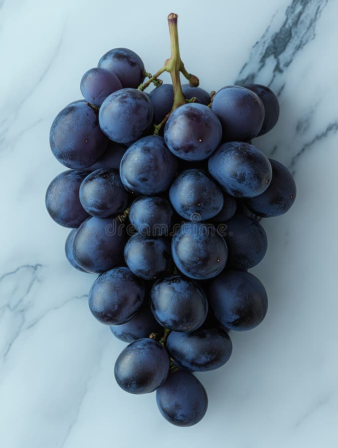 Cluster of Fresh Purple Grapes on a Marble Background Stock Image ...