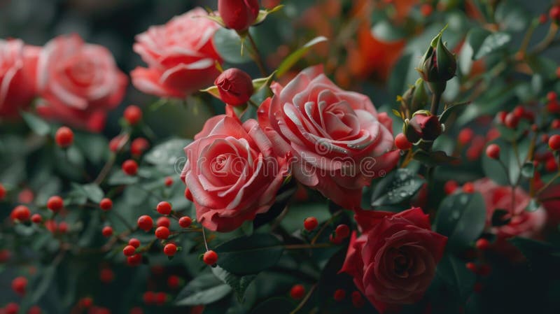 A Cluster of Fresh Red Roses Captured in a Tight Shot Stock Image ...