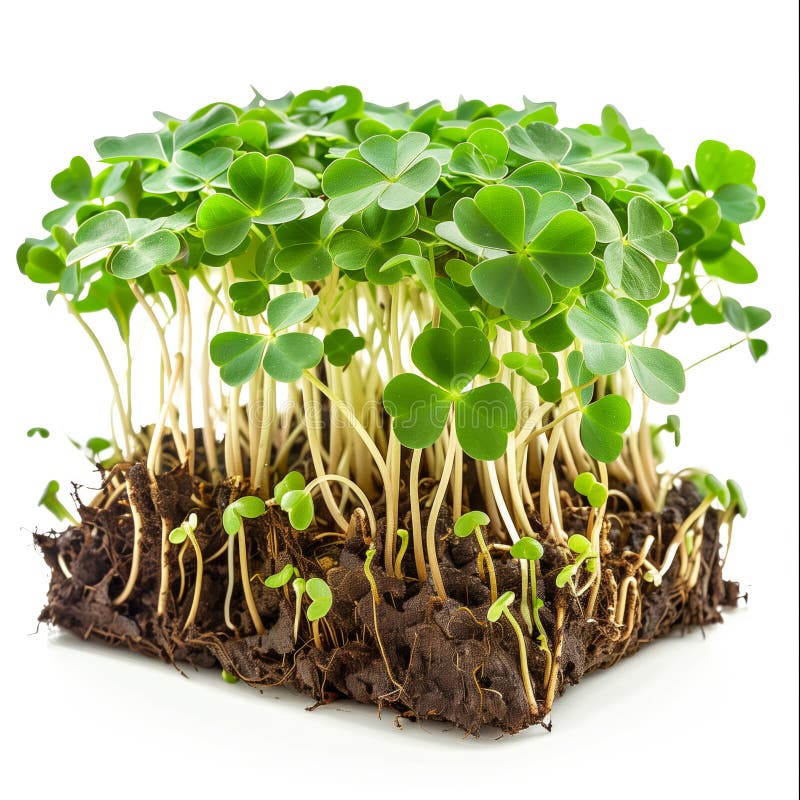 Cluster of Freshly Grown Green Clover Sprouts Isolated on a White ...
