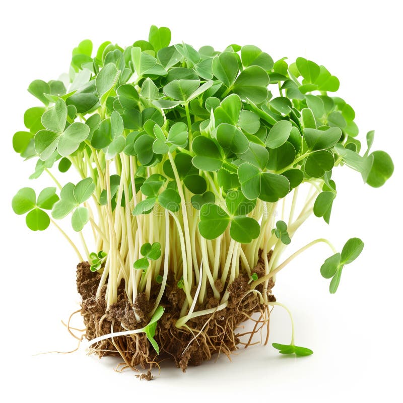 Cluster of Freshly Grown Green Clover Sprouts Isolated on a White ...