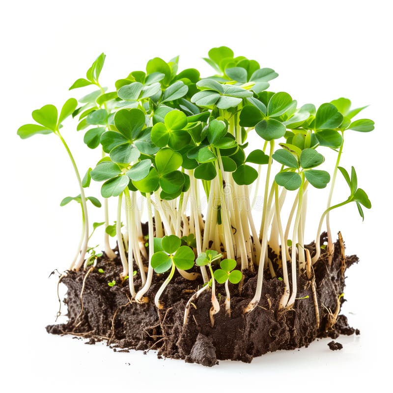 Cluster of Freshly Grown Green Clover Sprouts Isolated on a White ...