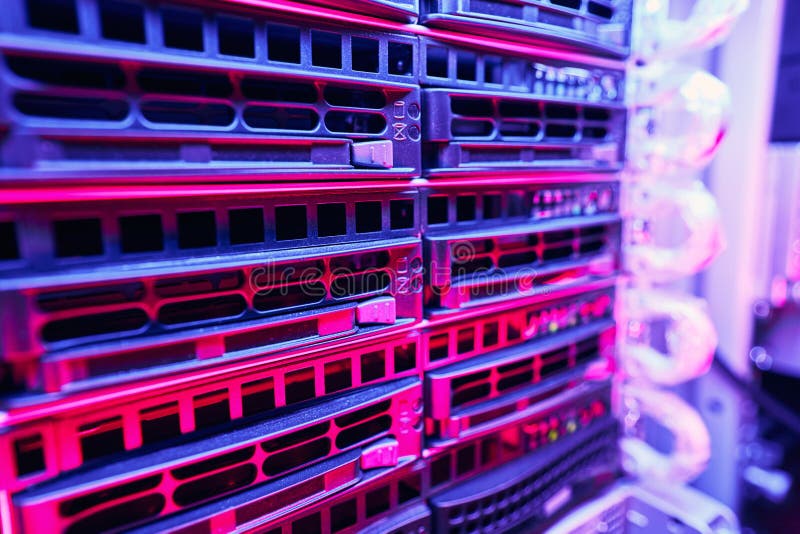 Cluster of Functioning LED-illuminated Numerous Hard Drives Stock Image ...