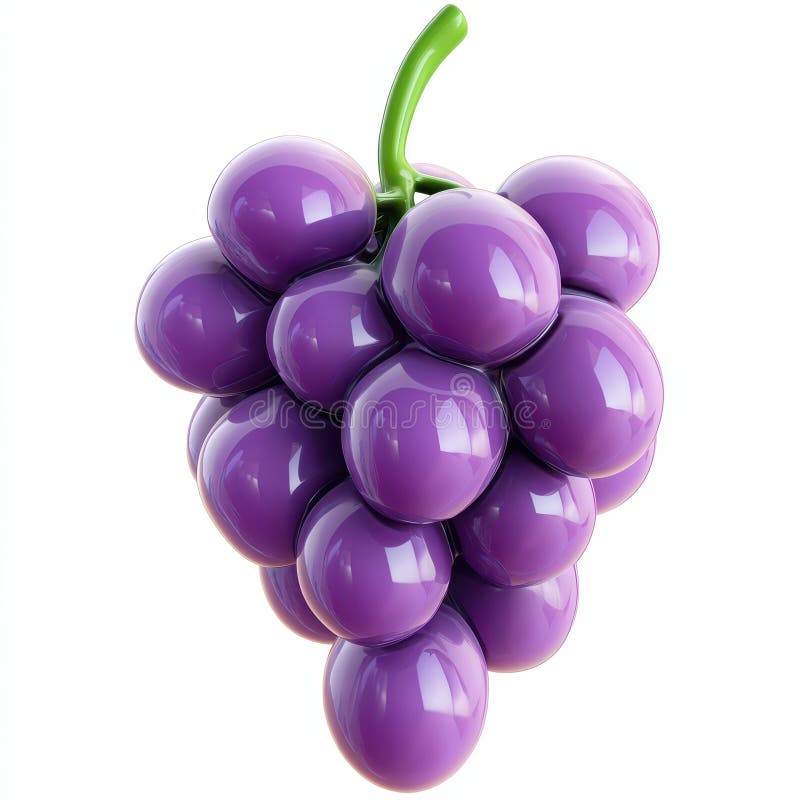 A Cluster of Glossy Purple Grapes with a Green Stem Stock Illustration ...