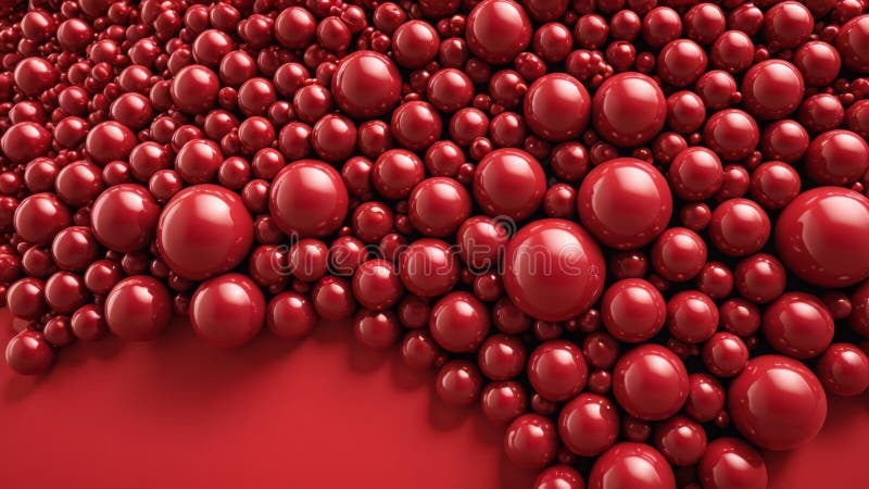 Cluster of Glossy Red 3D Spheres Forming an Abstract, Textured Surface ...