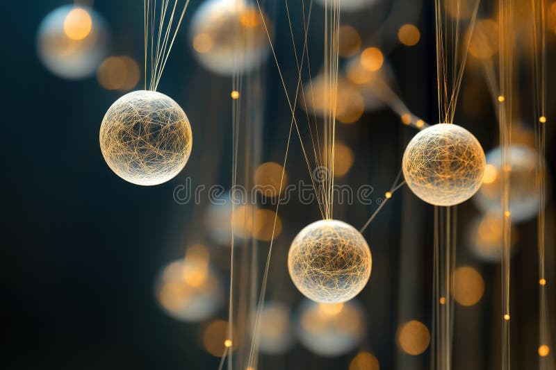 A Cluster of Glowing Orbs Hanging from the Ceiling Stock Illustration ...