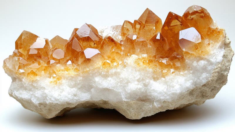 A Cluster of Golden Citrine Crystals on a Rough Rock Base Stock ...