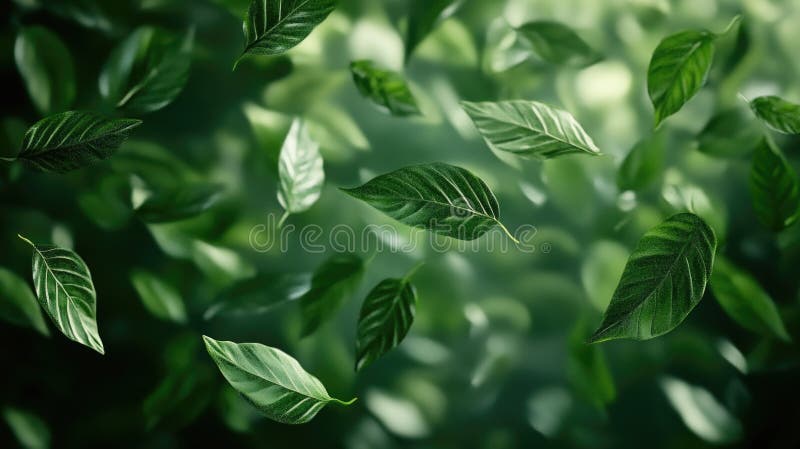 A Cluster of Green Leaves Suspended in Mid-air Stock Photo - Image of ...