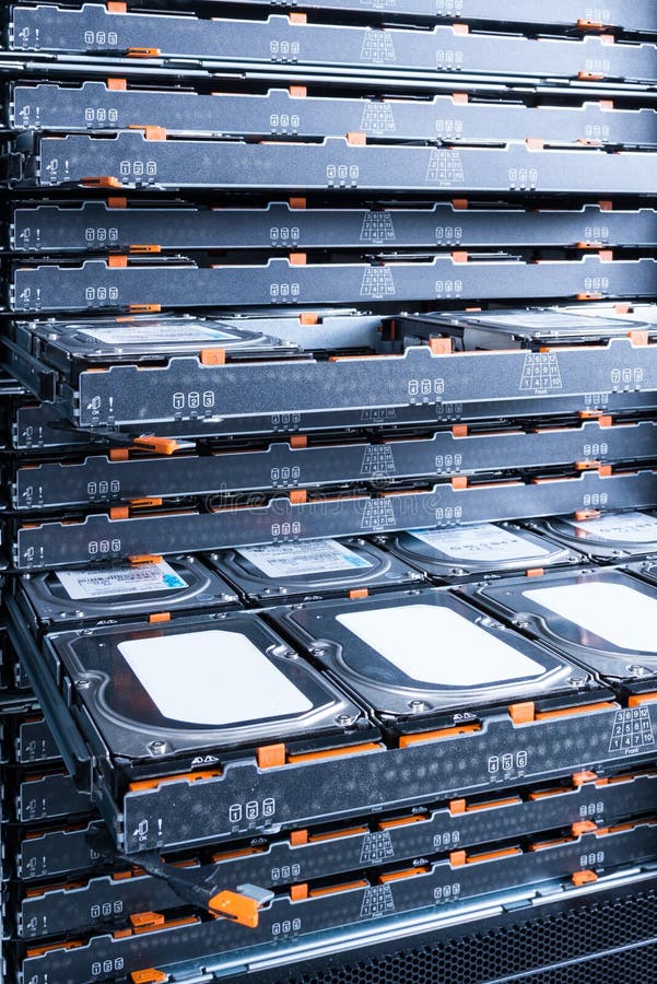 Cluster of Hard Drives Inside Open Tray Stock Image - Image of ...