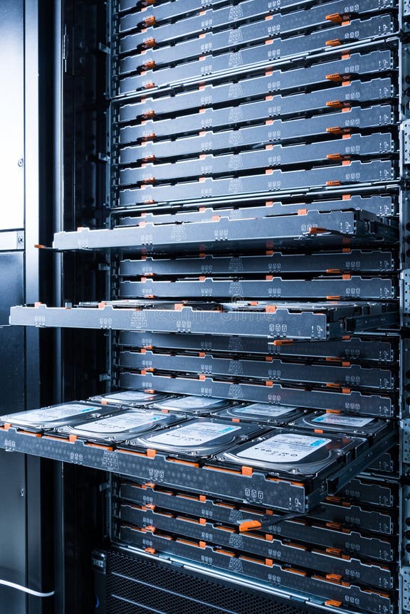 Cluster of Hard Drives Inside Open Tray Stock Image - Image of ...