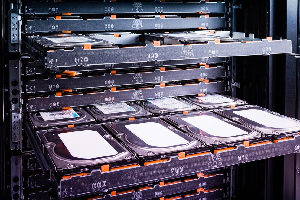 Cluster of Hard Drives Inside Open Tray Stock Image - Image of drives ...