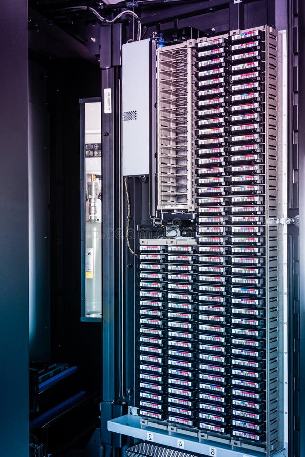 Cluster of Hard Drives Stacked Inside Data Storage Cabinet Stock Photo ...