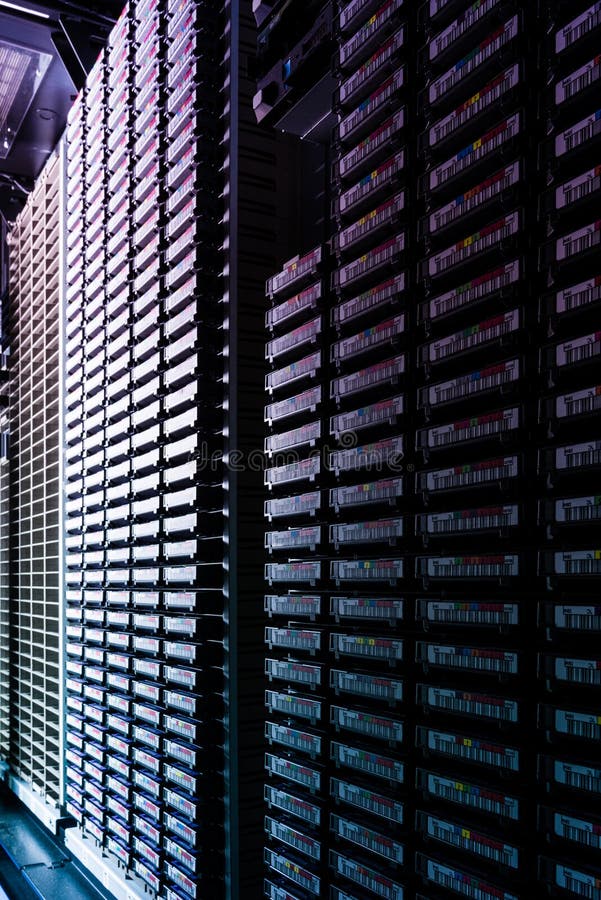 Cluster of Hard Drives Stacked Inside Data Storage Cabinet Stock Photo ...